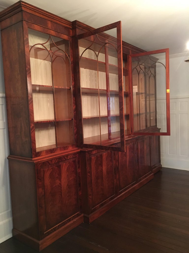 Monumental Custom Made Mahogany Breakfront Bookcase by Mill House ...