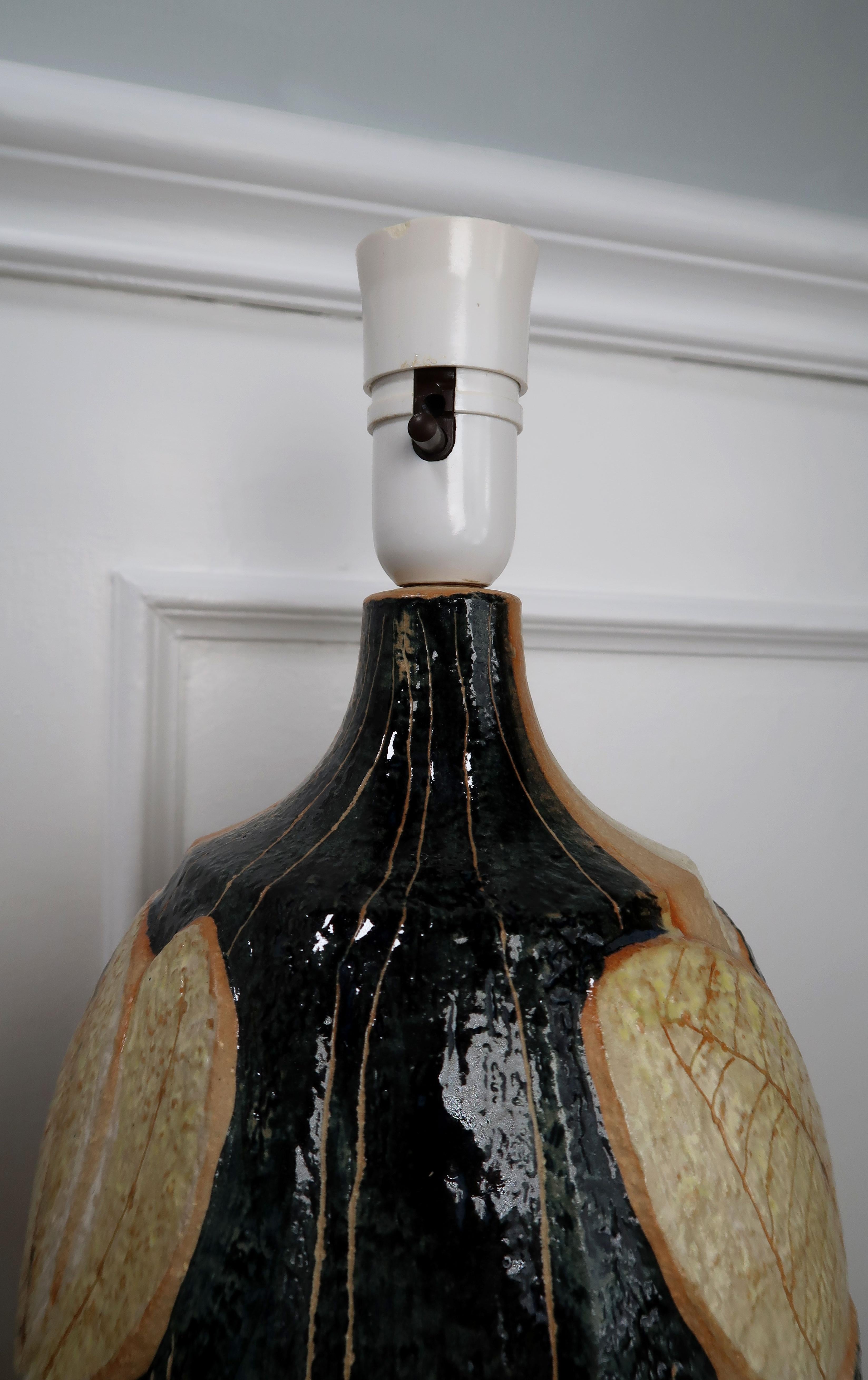 Monumental Pair of Backhausen for Soholm Stoneware Black, Cream Lamps ...
