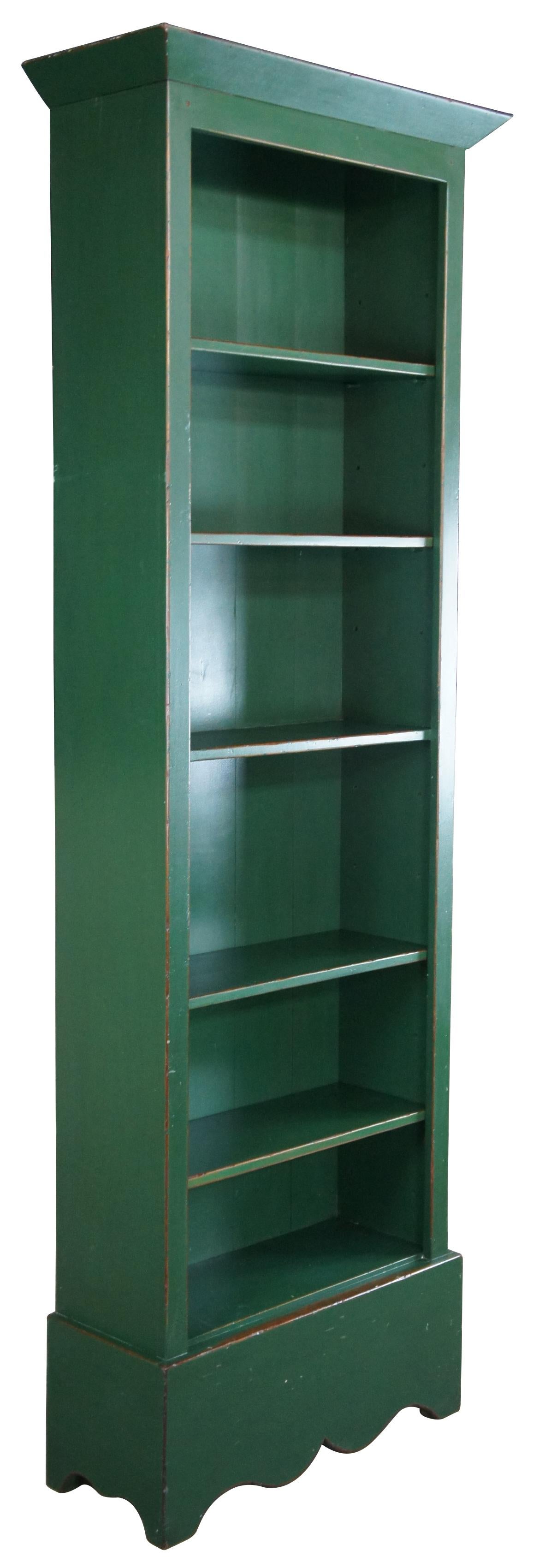 Monumental David T Smith Early American Painted Pine Green Bookcase ...