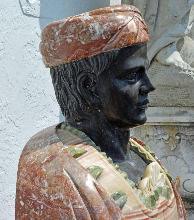 Monumental Decorative Marble Bust of Oriental Dignitary Wearing Turban ...