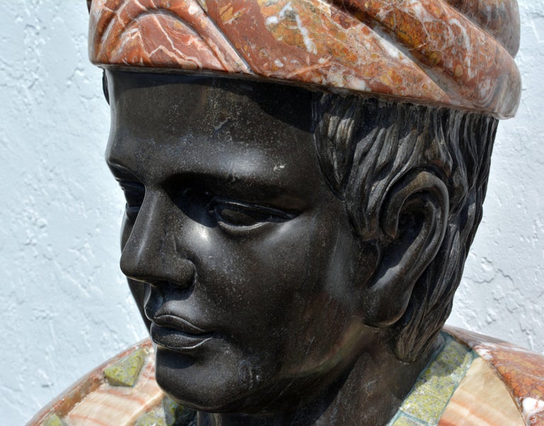 Monumental Decorative Marble Bust of Oriental Dignitary Wearing Turban ...