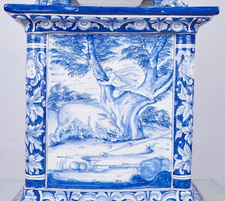 Monumental Delft Blue and White Tiered Tulipiere For Sale at 1stDibs