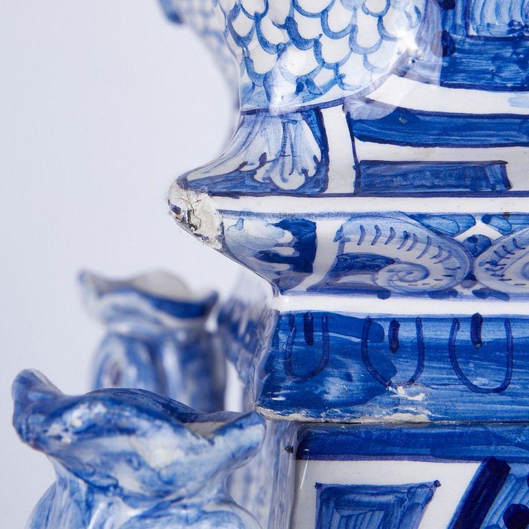 Monumental Delft Blue and White Tiered Tulipiere For Sale at 1stDibs