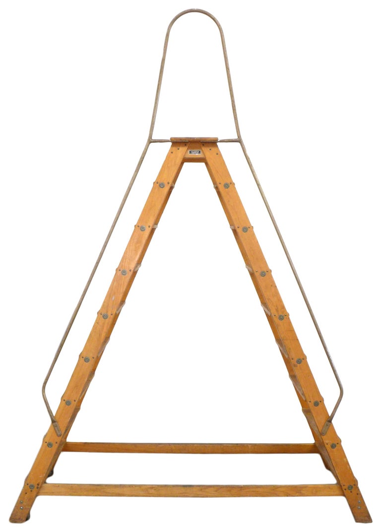 Monumental Double-Sided Wood Ladder For Sale at 1stDibs
