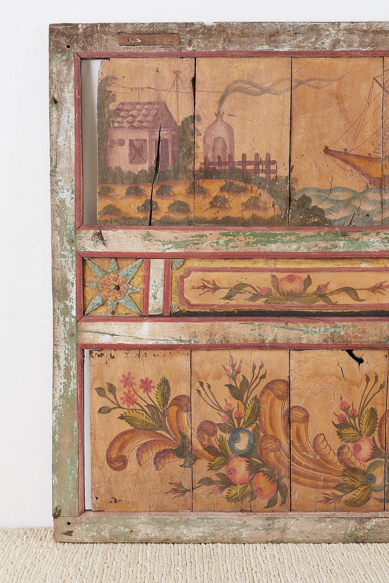 Monumental Dutch Colonial Folk Art Painted Panel at 1stDibs
