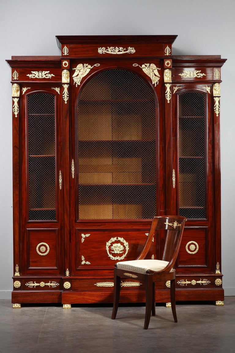 Monumental Empire-Style Mahogany Bookcase, Circa 1865 at 1stDibs