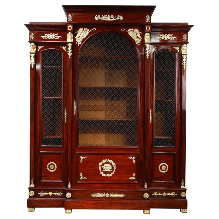 Monumental Empire-Style Mahogany Bookcase, Circa 1865 at 1stDibs