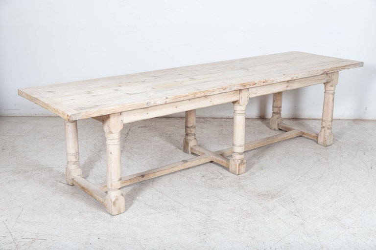 Monumental English Bleached Pine Refectory Table For Sale at 1stDibs
