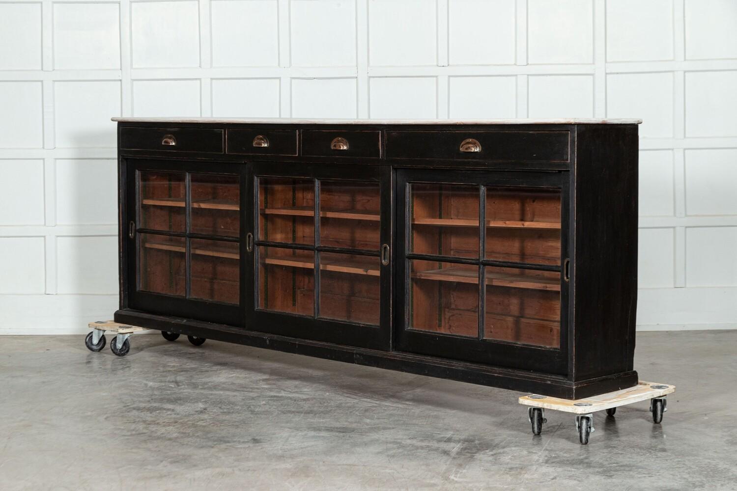 Monumental English Ebonised Pine Glazed Counter/Base For Sale at 1stDibs