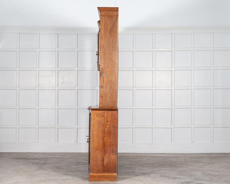 Monumental English Oak Glazed Breakfront Display Cabinet / Bookcase For ...