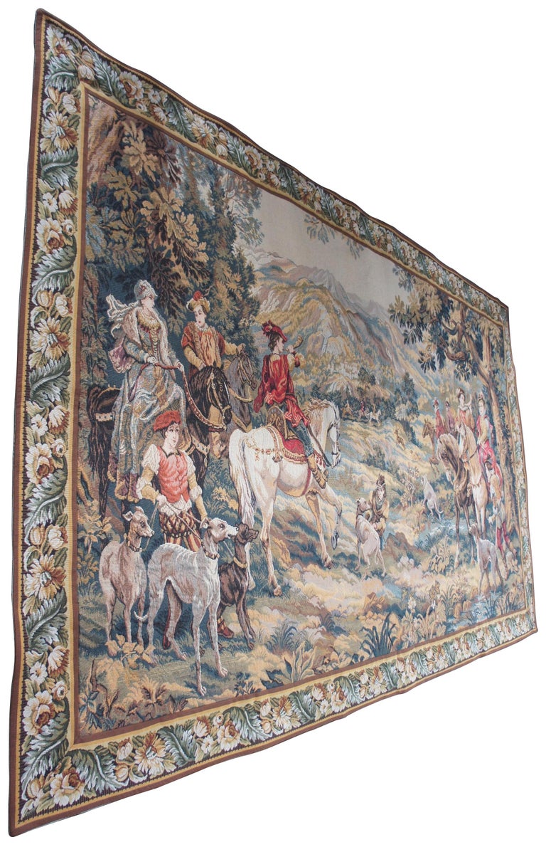 Monumental French Aubusson Royal Hunt Tapestry Hunting with Hounds C ...