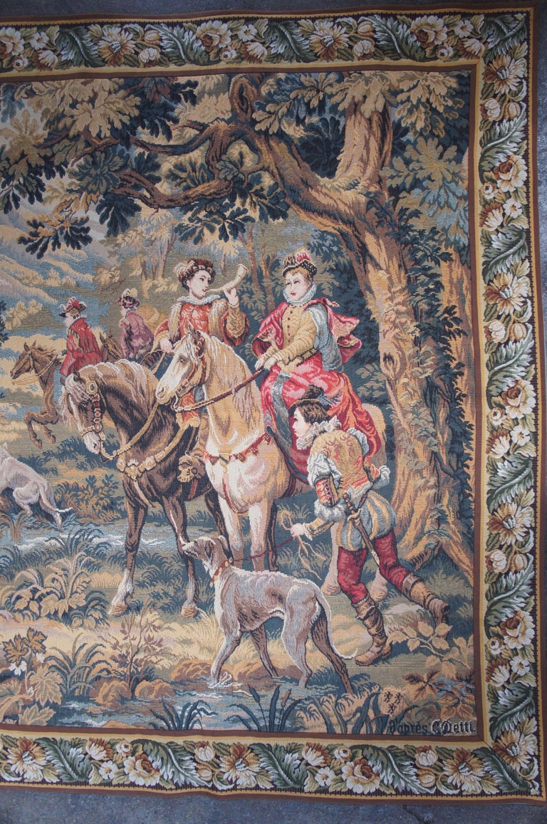 Monumental French Aubusson Royal Hunt Tapestry Hunting with Hounds C ...