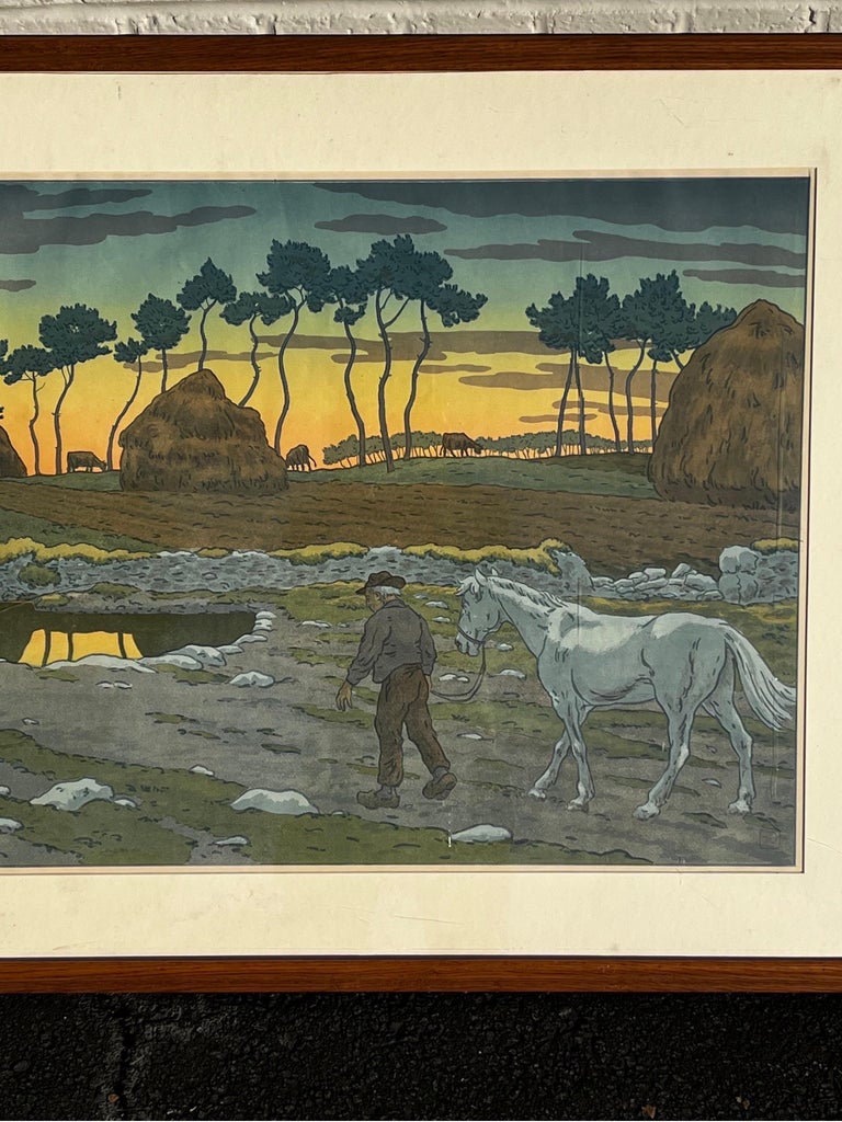 Monumental French Color Print by Henri Riviere Late 19th or Early 20th ...