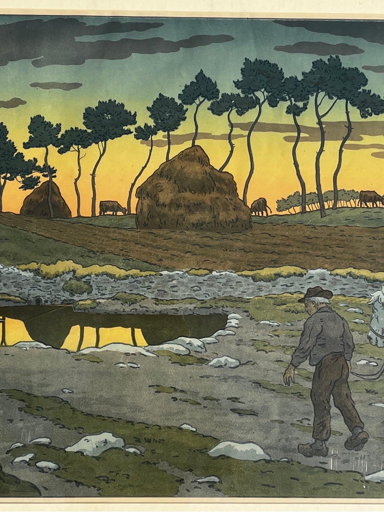 Monumental French Color Print by Henri Riviere Late 19th or Early 20th ...