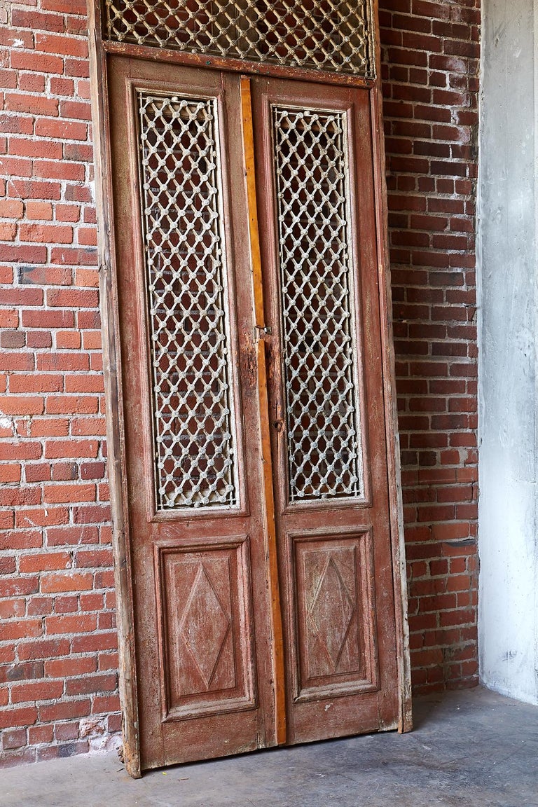 Monumental French Doors and Transom with Iron Grills at 1stDibs ...