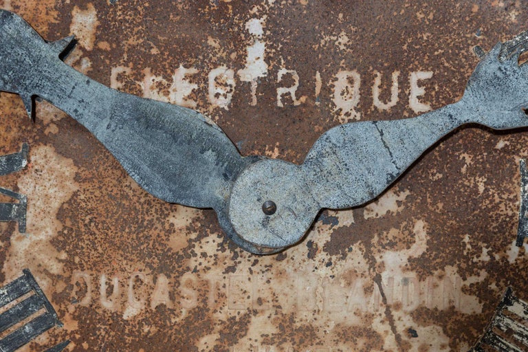 Monumental French Iron Brille Electrique Turret Clock Facia For Sale at ...