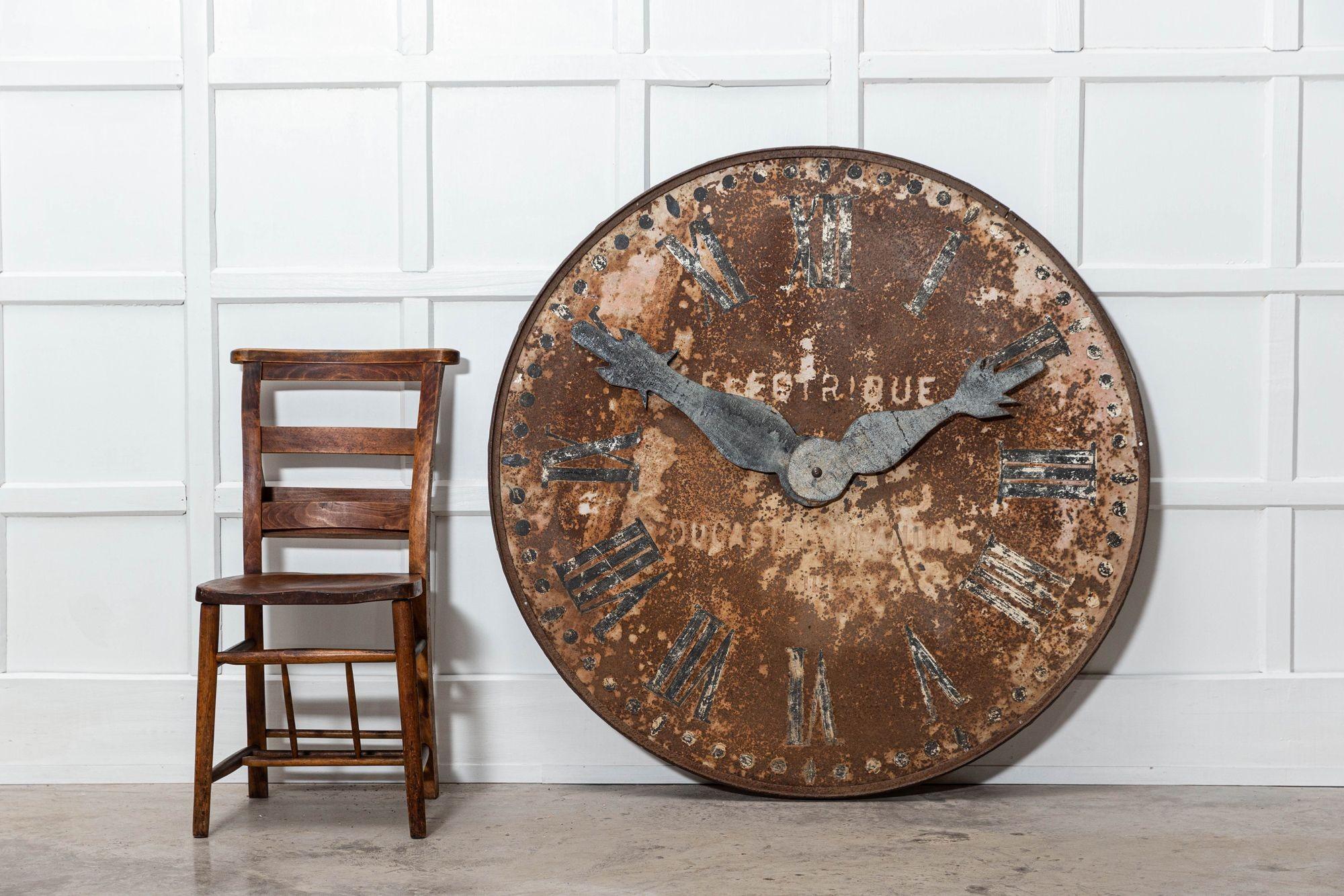 Monumental French Iron Brille Electrique Turret Clock Facia at 1stDibs