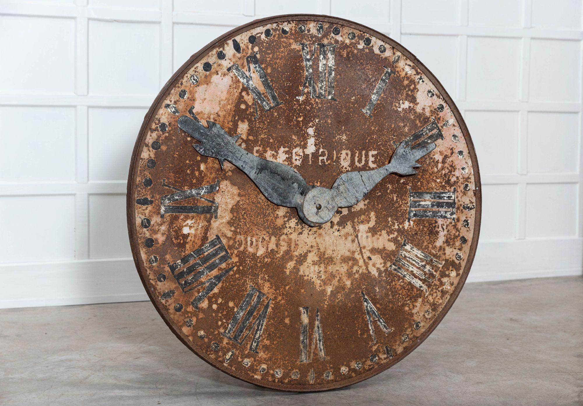 Monumental French Iron Brille Electrique Turret Clock Facia at 1stDibs