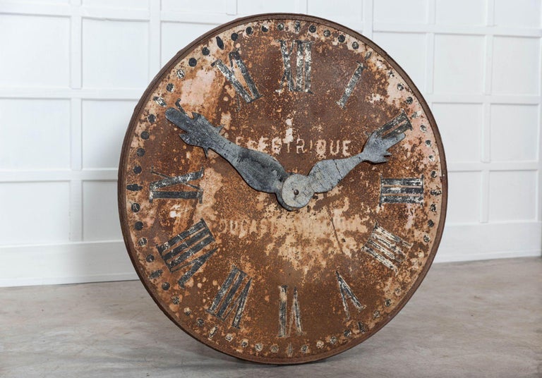 Monumental French Iron Brille Electrique Turret Clock Facia For Sale at ...