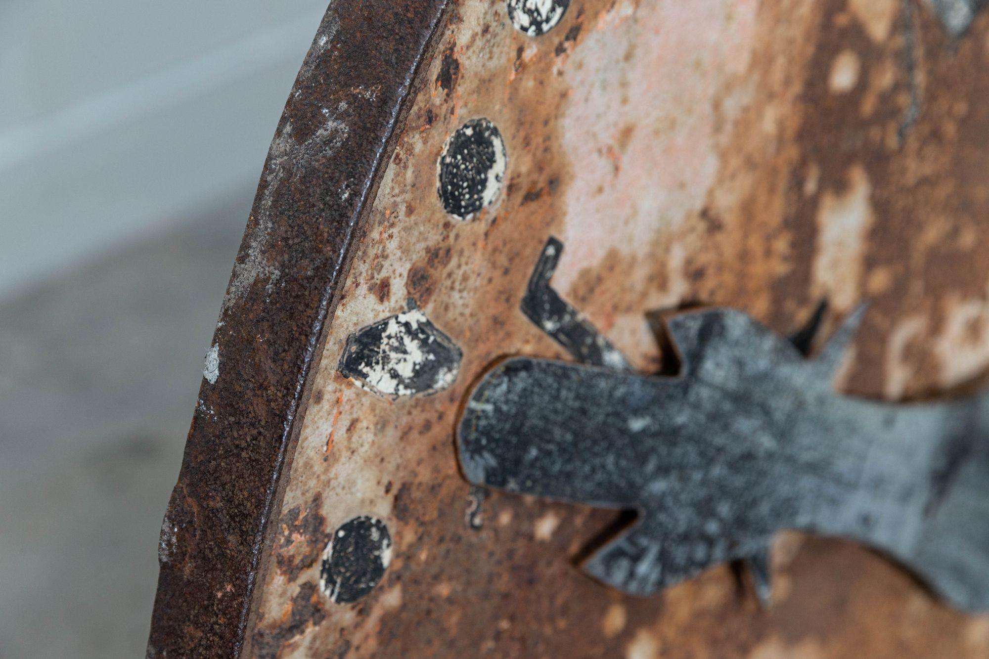 Monumental French Iron Brille Electrique Turret Clock Facia at 1stDibs