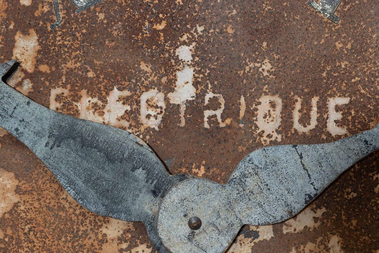 Monumental French Iron Brille Electrique Turret Clock Facia For Sale at ...