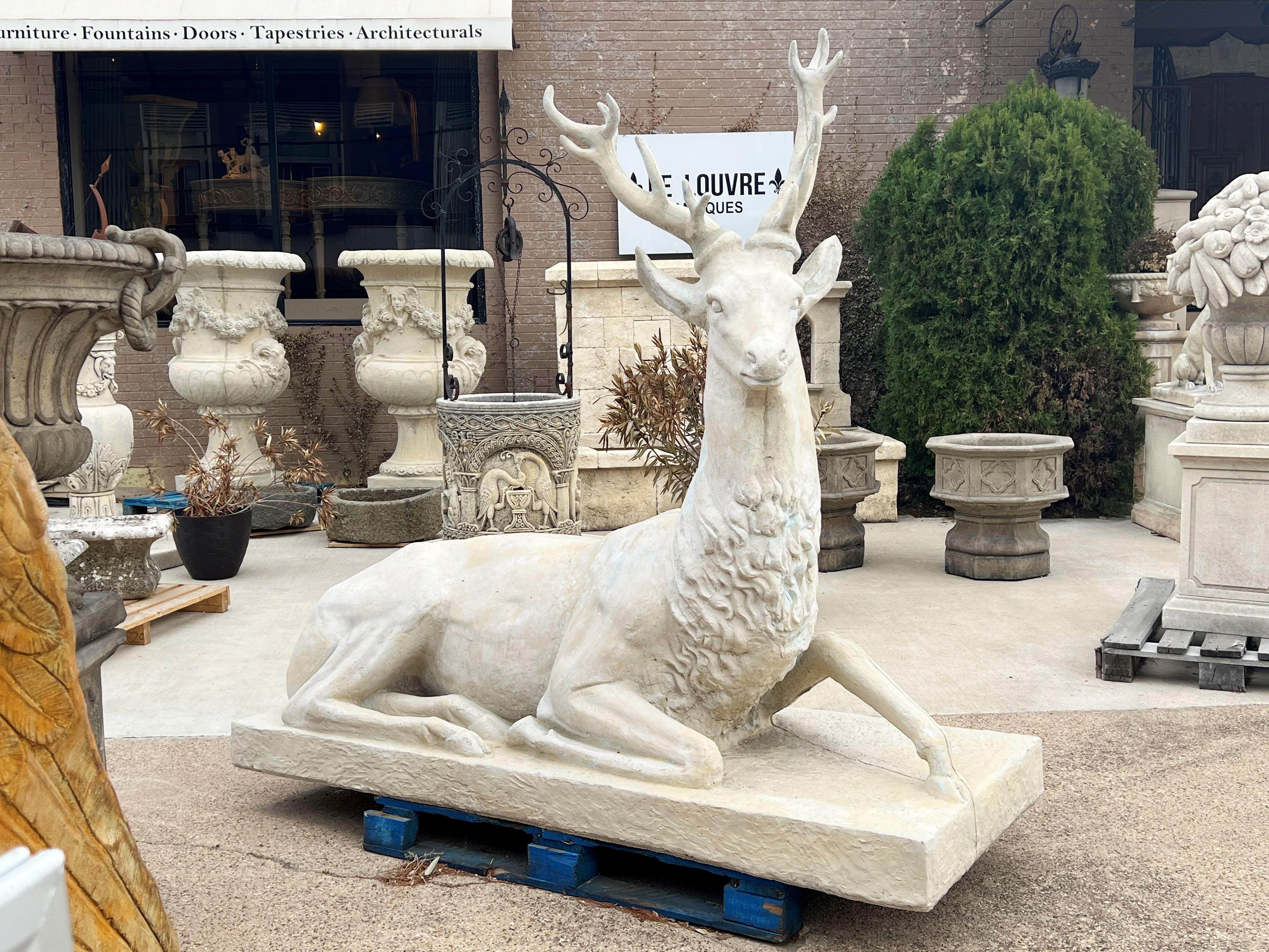 Monumental French Recumbent Garden Stag in Cast Stone at 1stDibs ...