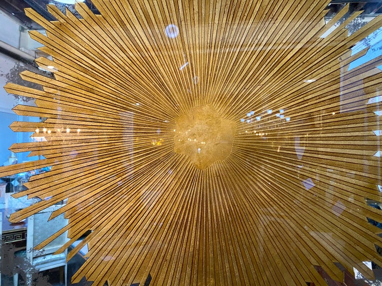 Monumental Gilt Gold and Silver Glass Sunburst Mirrors or Table Top ...