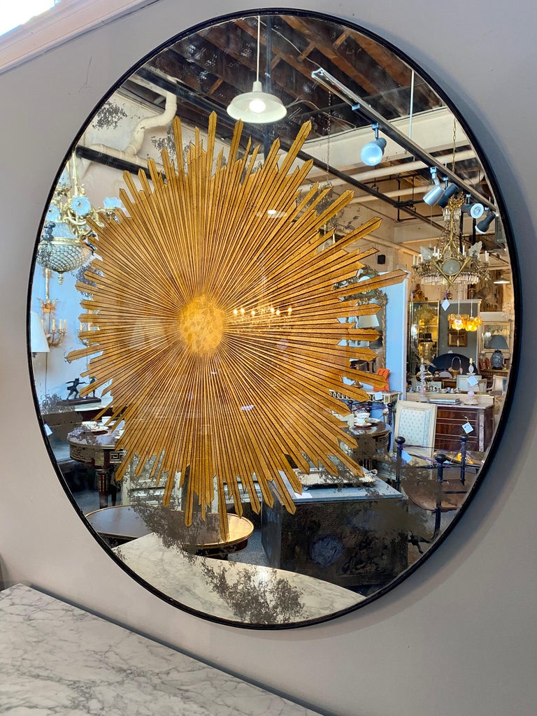 Monumental Gilt Gold and Silver Glass Sunburst Mirrors or Table Top ...