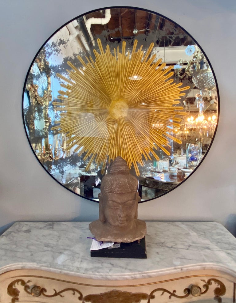 Monumental Gilt Gold and Silver Glass Sunburst Mirrors or Table Top ...