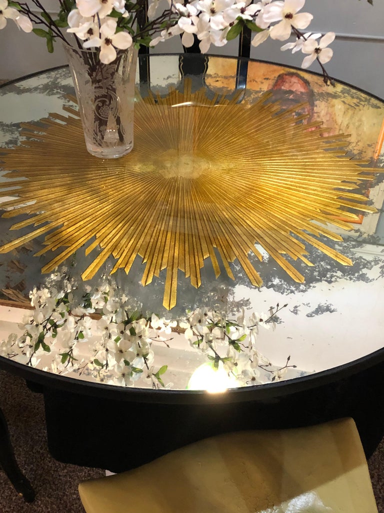 Monumental Gilt Gold and Silver Glass Sunburst Mirrors or Table Top ...