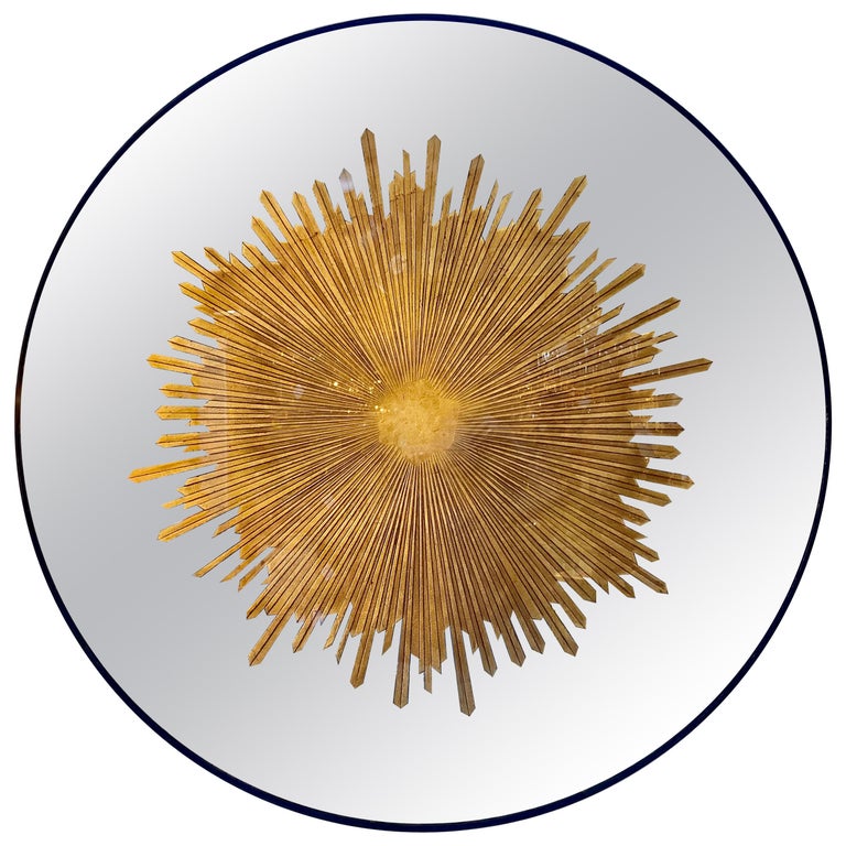 Monumental Gilt Gold and Silver Glass Sunburst Mirrors or Table Top ...