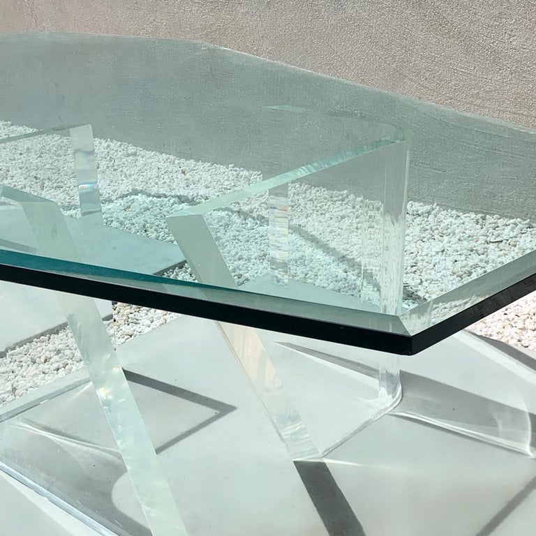 Monumental Glass and Lucite Modernist Geometric Coffee Table, 1970s at ...