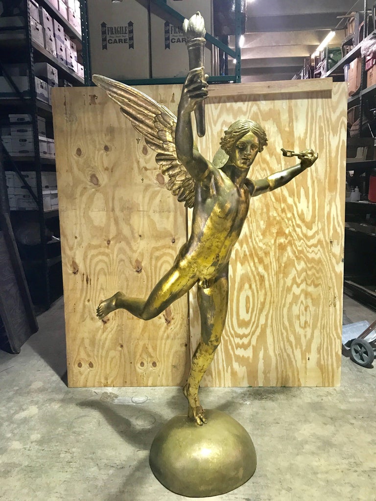 Monumental Gold Leaf Sculpture "The Genie de la Liberté" After Auguste ...