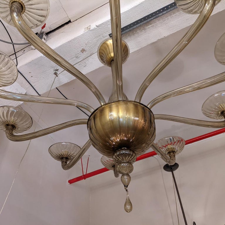 Monumental Golden Murano Glass Chandelier For Sale at 1stDibs