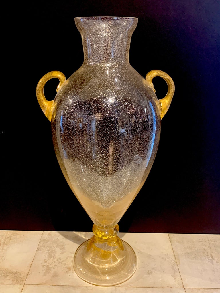 Monumental Good Infused Murano Glass Vase at 1stDibs