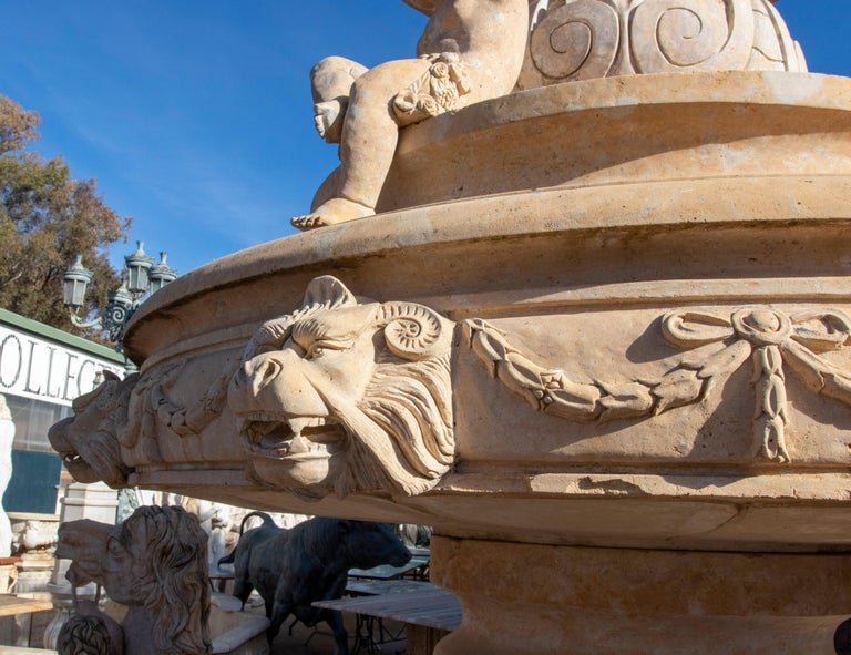 Monumental Hand-Carved Marble Fountain of Neptune with Horses with ...