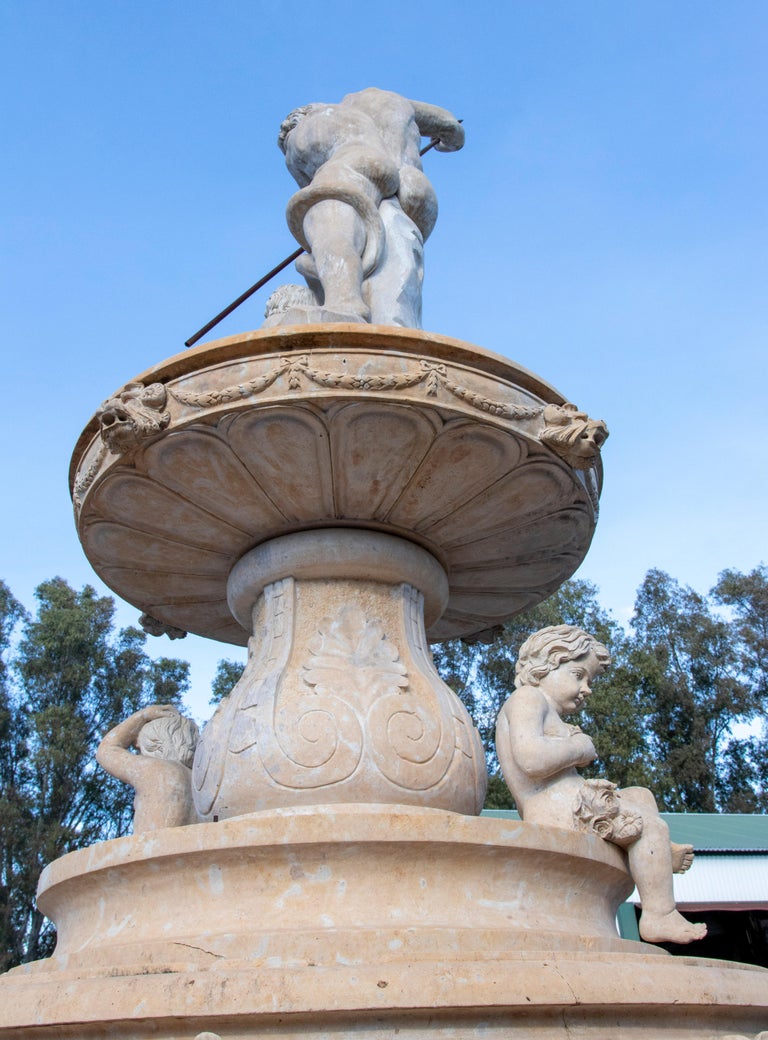 Monumental Hand-Carved Marble Fountain of Neptune with Horses with ...