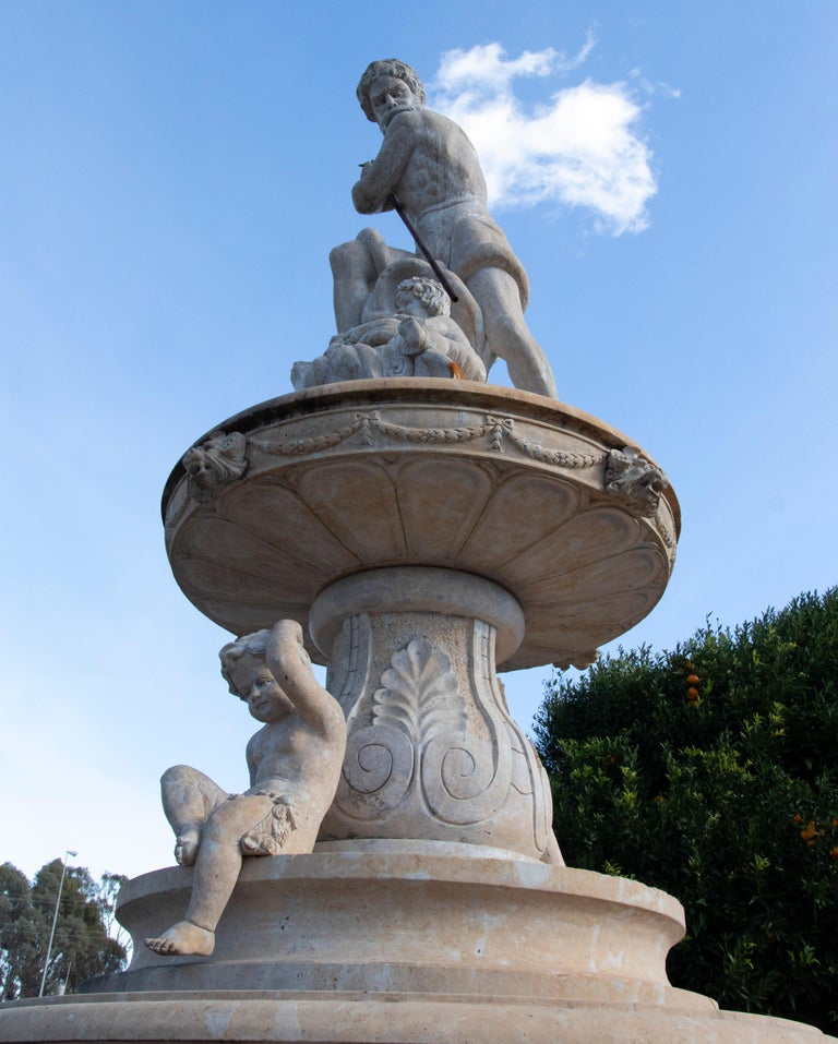 Monumental Hand-Carved Marble Fountain of Neptune with Horses with ...