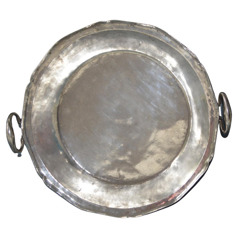 Monumental Heavy Antique South American Silver Serving Platter Peru or ...