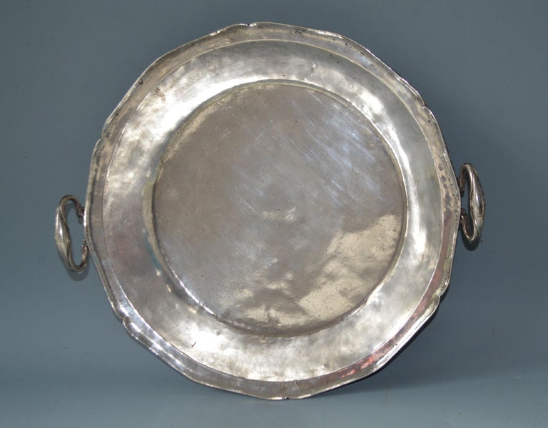 Monumental Heavy Antique South American Silver Serving Platter Peru or ...