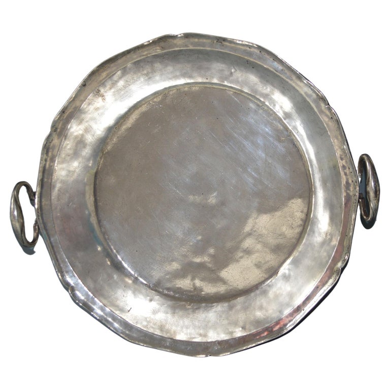 Monumental Heavy Antique South American Silver Serving Platter Peru or ...
