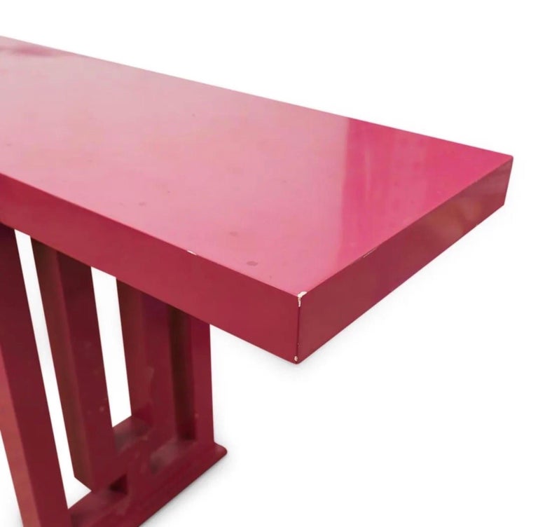 Monumental Hollywood Regency Pink Lacquered Altar Table For Sale at 1stDibs