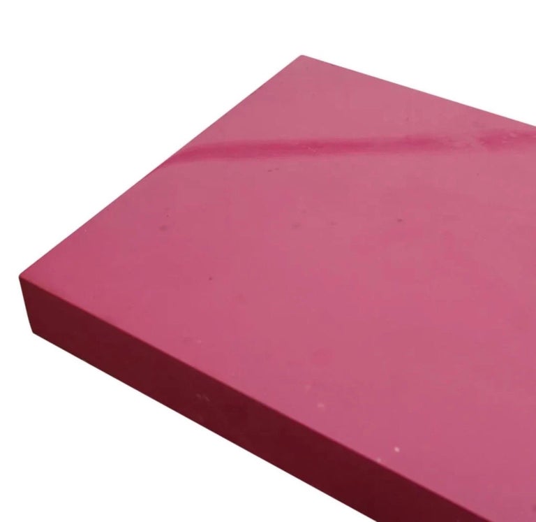 Monumental Hollywood Regency Pink Lacquered Altar Table For Sale at 1stDibs