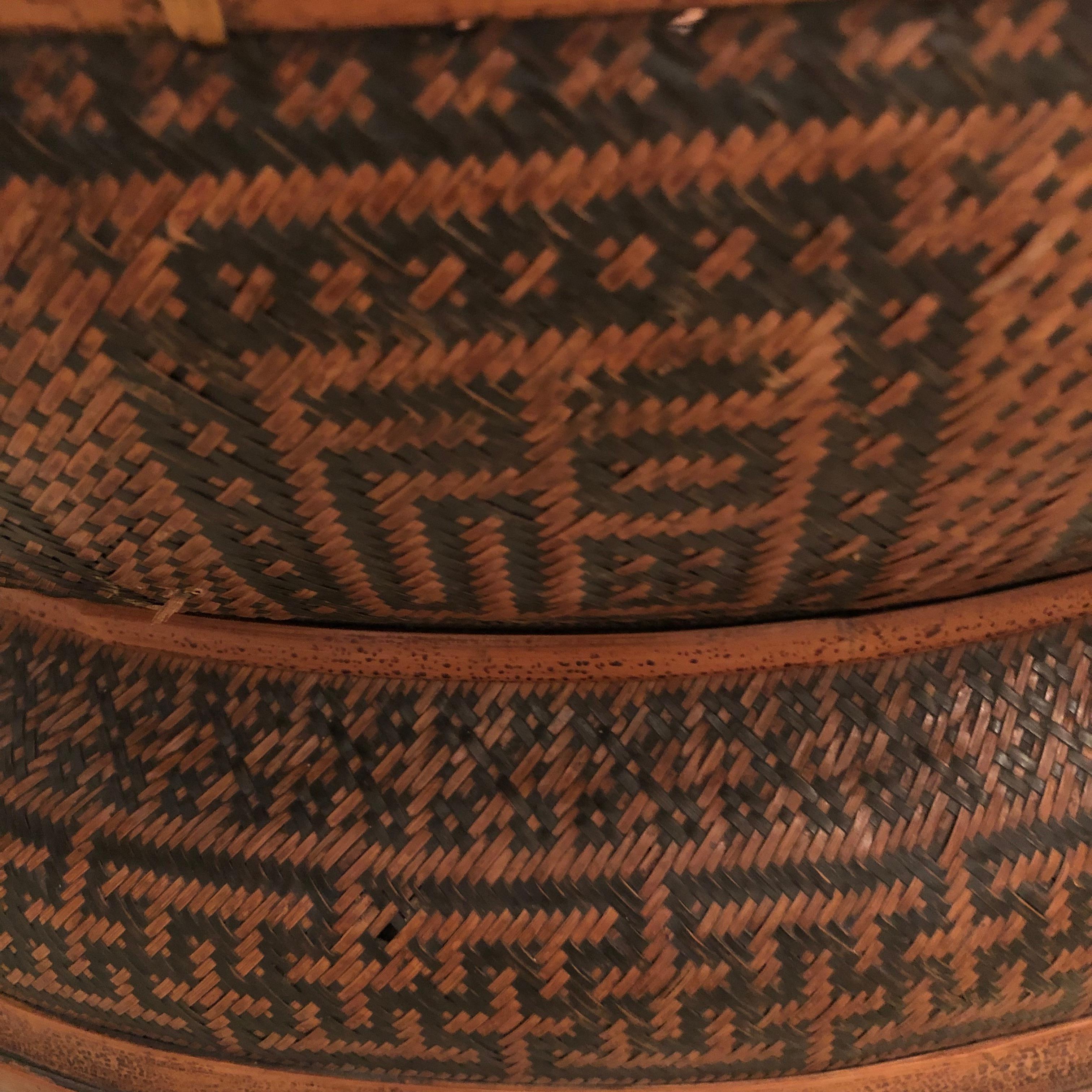 Monumental Huge Asian Inspired Round Basket For Sale at 1stDibs