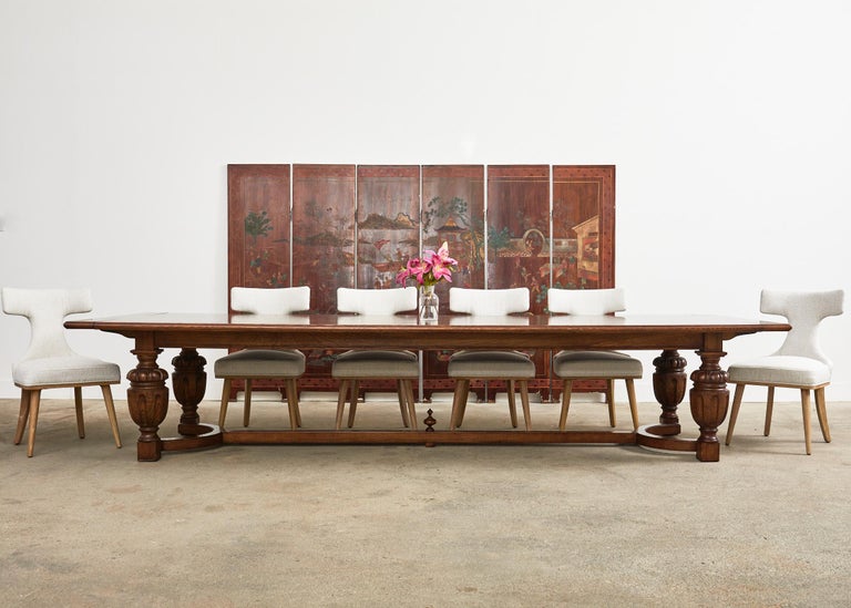 Monumental Italian Baroque Style Oak Refectory Dining Table at 1stDibs