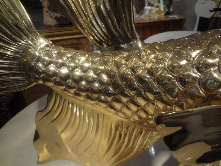 Monumental Italian Brass Fish Sculpture For Sale at 1stDibs