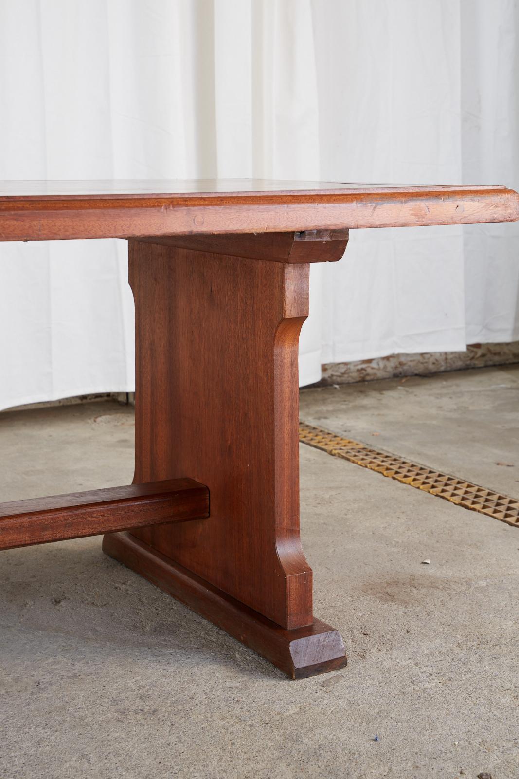 Monumental Italian Mahogany Refectory Trestle Dining Table at 1stDibs