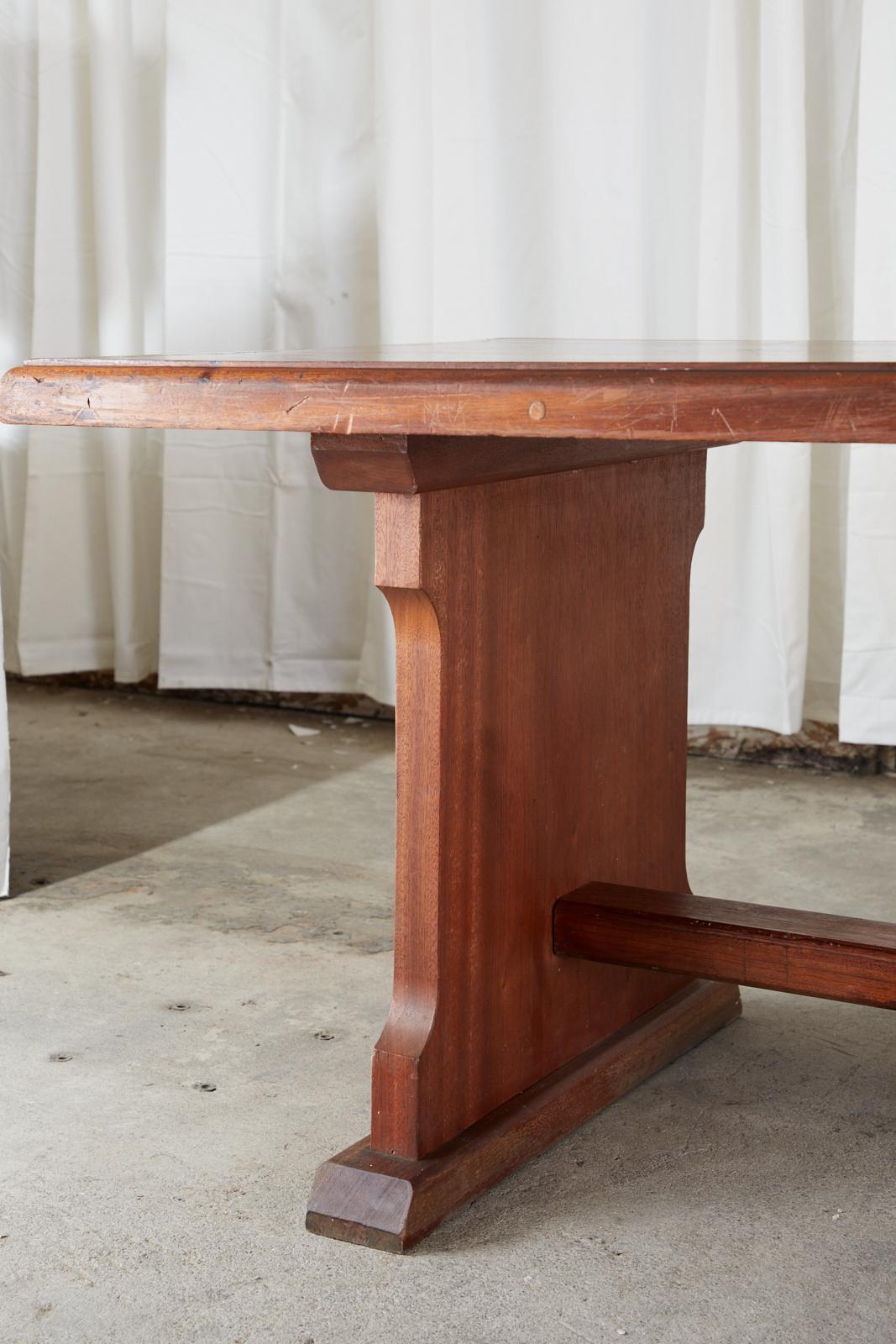 Monumental Italian Mahogany Refectory Trestle Dining Table at 1stDibs
