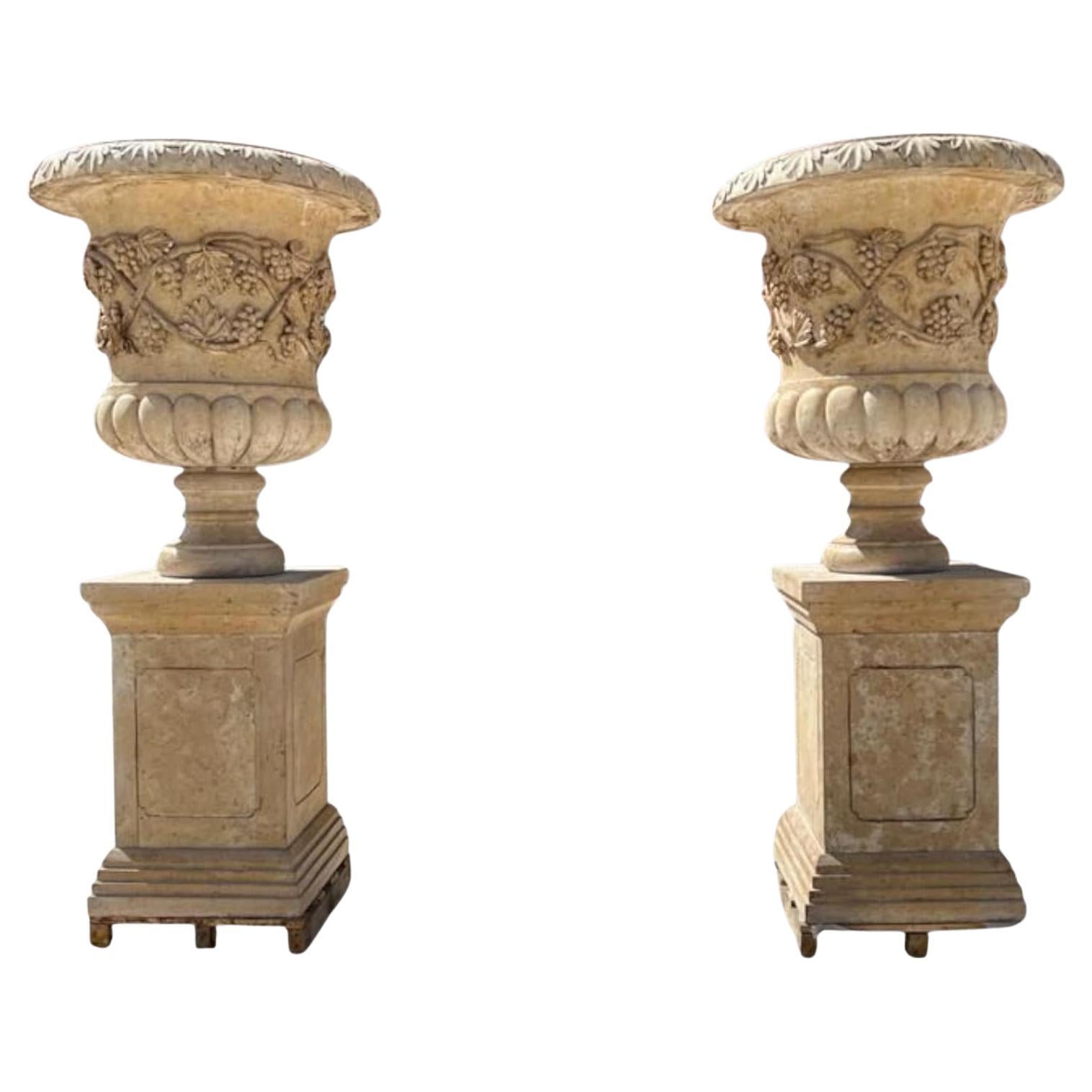 Monumental Italian Marble Garden Vases – 1980s 160 CM For Sale at 1stDibs