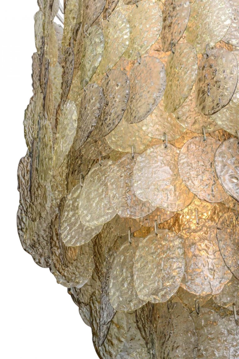 Monumental Italian Modern Amber Glass Chandelier by Mazzega For Sale at ...